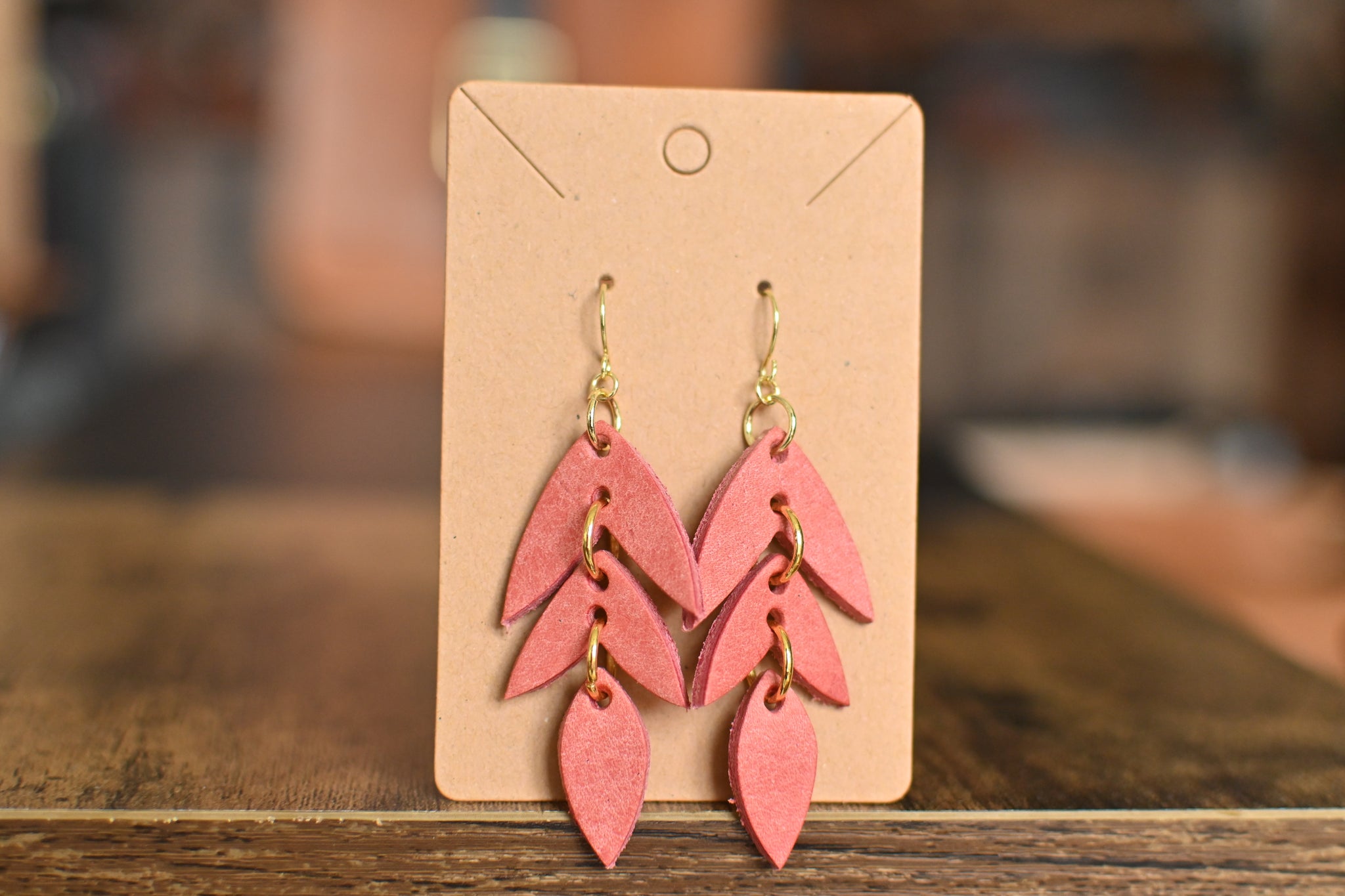 Leather Earrings Petal Design Ansgar Leather Co